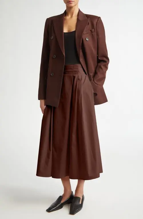 Maria Mcmanus Pleat Front Sateen Midi Skirt