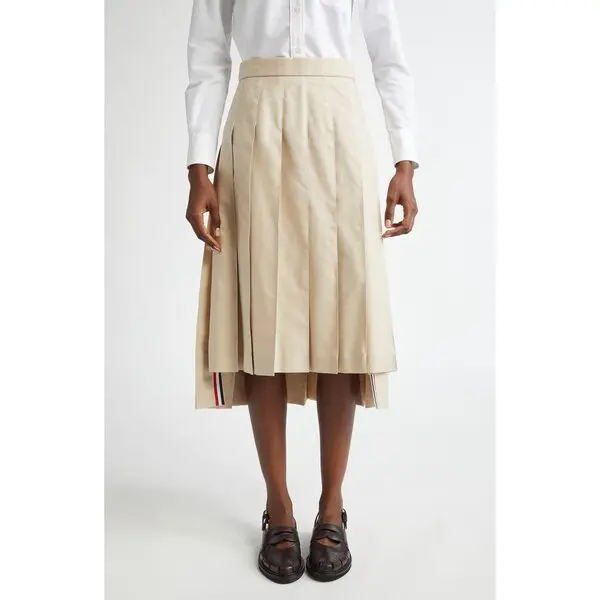Thom Browne Drop Back Pleated Skirt - Khaki