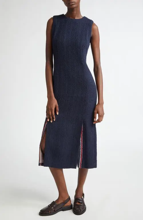 Thom Browne Textured Weave Sleeveless Midi Dress In Navy - 64% Off |  Editorialist