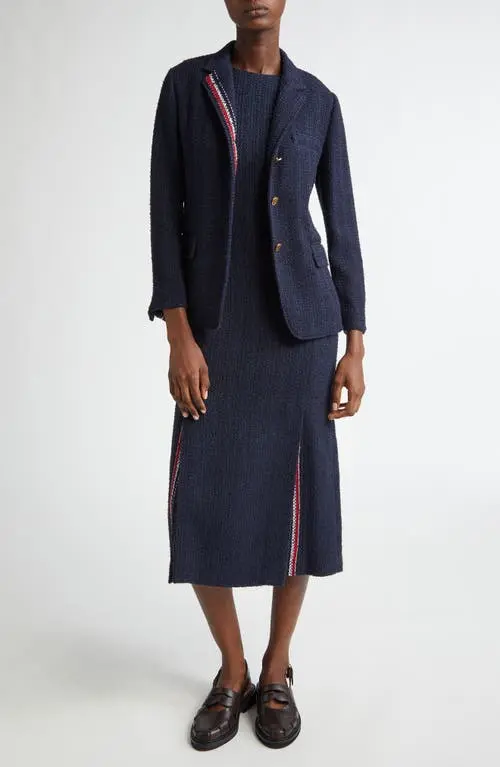 Thom Browne Textured Weave Sleeveless Midi Dress