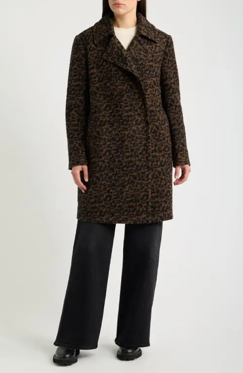 Bernardo Relaxed Double-breasted Felted Coat - Muted Leopard