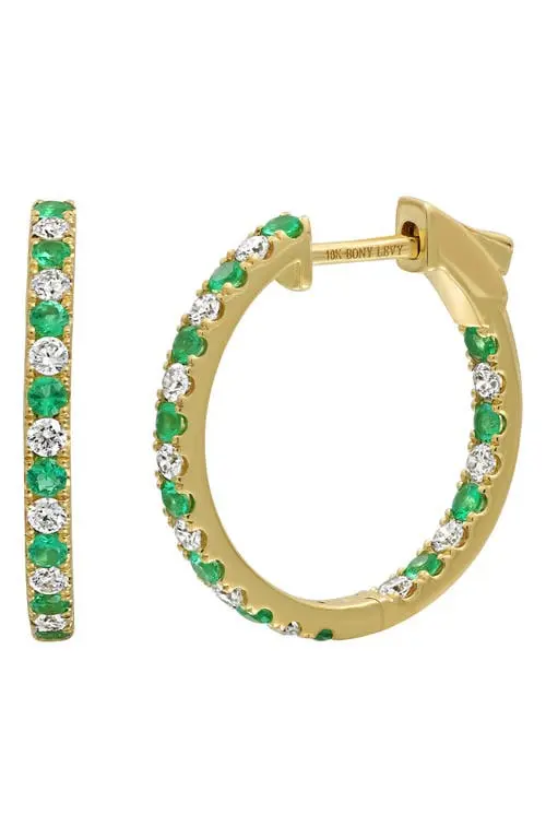 Bony Levy El Mar Diamond Hoop Earrings - 18k Yellow Gold/emerald