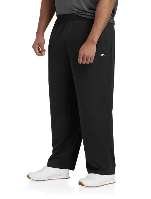 REEBOK Big & Tall Performance Double-knit Open-hem Pants - Black