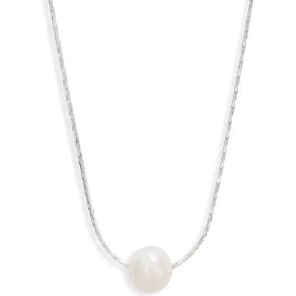 Nordstrom Freshwater Pearl Pendant Necklace - White- Silver