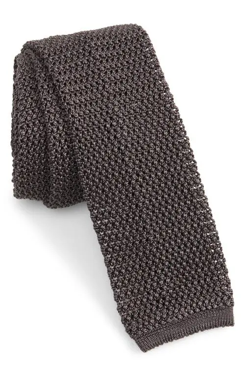 Ralph Lauren Purple Label Silk Knit Neck Tie - Dark Grey