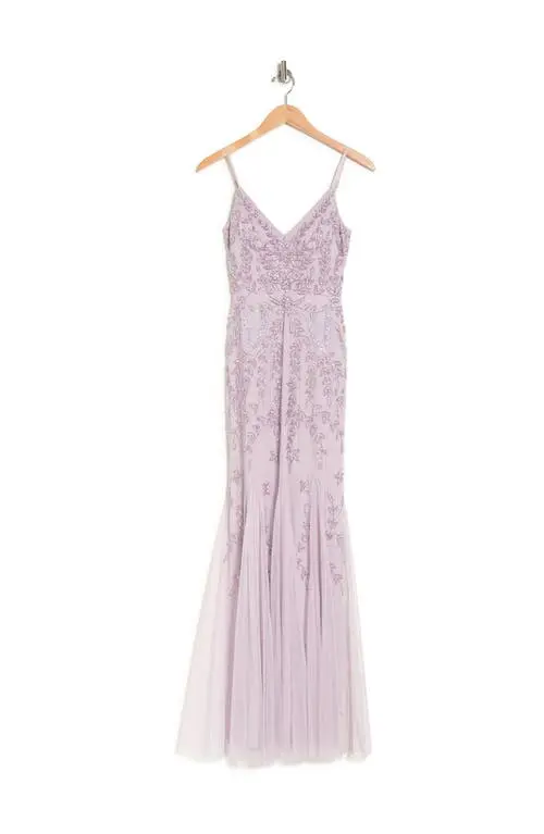 Marina B Beaded V-neck Gown