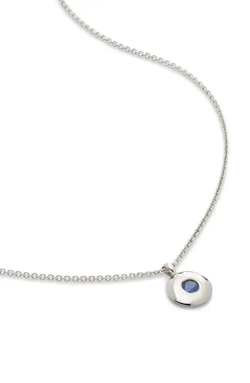 Monica Vinader September Birthstone Sapphire Pendant Necklace - Silver