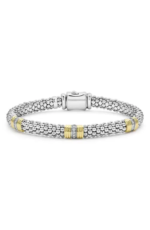 Lagos Signature Caviar Diamond Station Bracelet - Two-tone