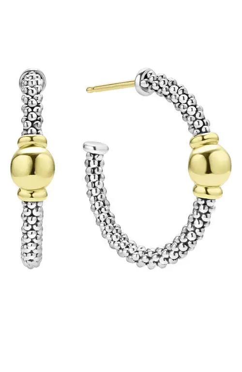 Lagos Signature Caviar Bead Station Hoop Earrings - Two-tone