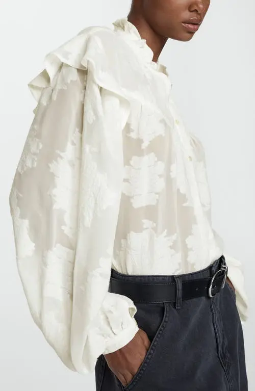 Mango Floral Embroidered Semisheer Button-up Shirt
