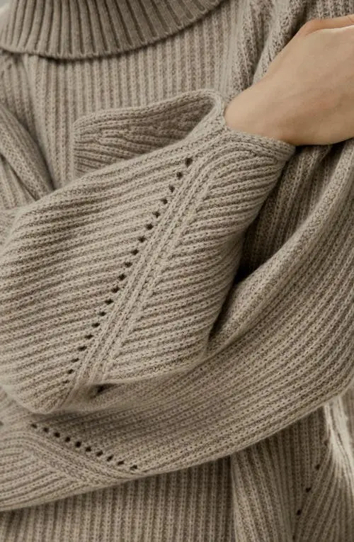 Lilysilk Oversized Merino Wool Pullover With Slit Sleeves