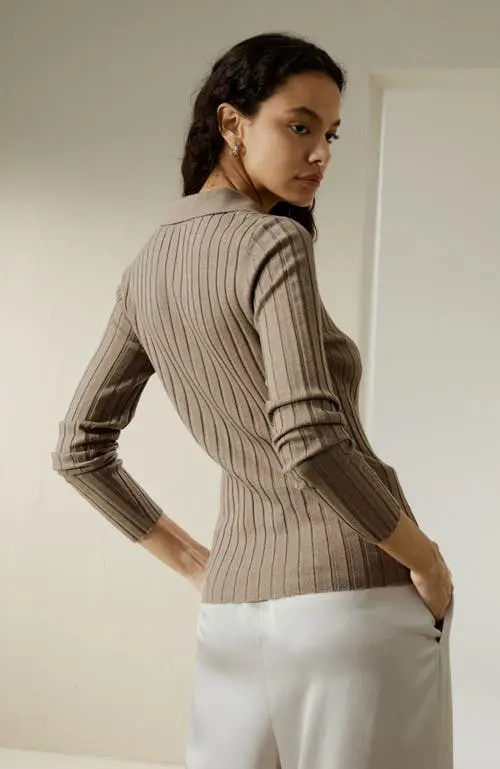 Lilysilk Ribbed Silk-cashmere Blend Cardigan - Brown
