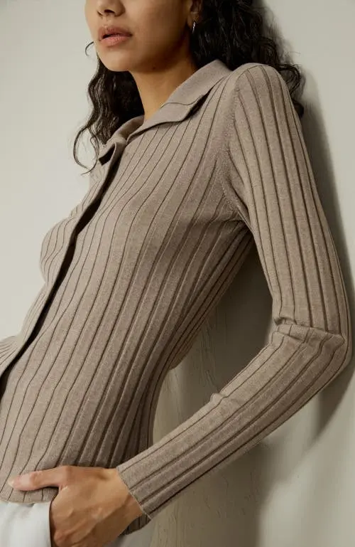 Lilysilk Ribbed Silk-cashmere Blend Cardigan - Brown