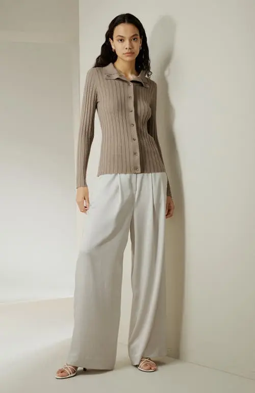 Lilysilk Ribbed Silk-cashmere Blend Cardigan - Brown