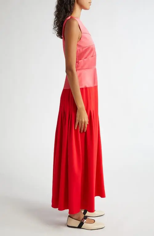 drop waist mixed media dress Haven Butter Yellow Drop Waist Mix Media Dress main image 0