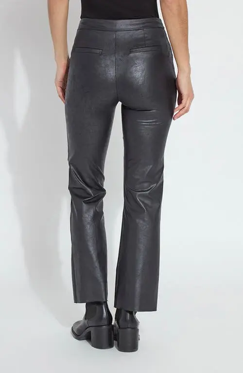 Lyssé High Waist Faux Leather Flare Pants - Black