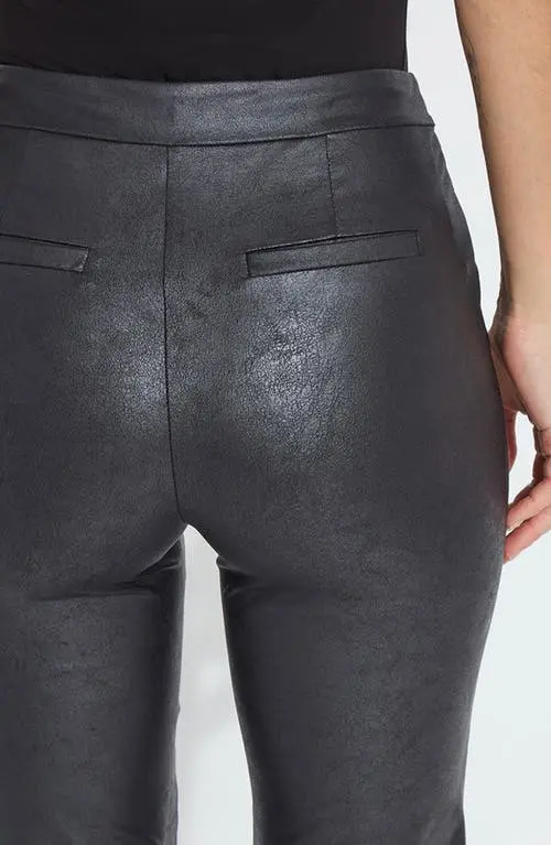 Lyssé High Waist Faux Leather Flare Pants - Black