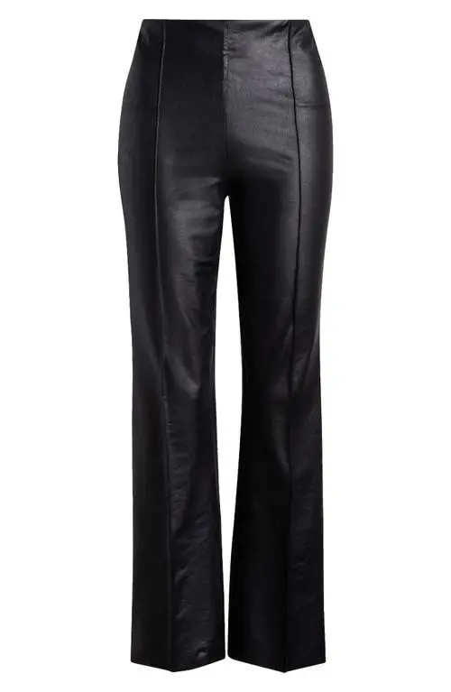 Lyssé High Waist Faux Leather Flare Pants - Black