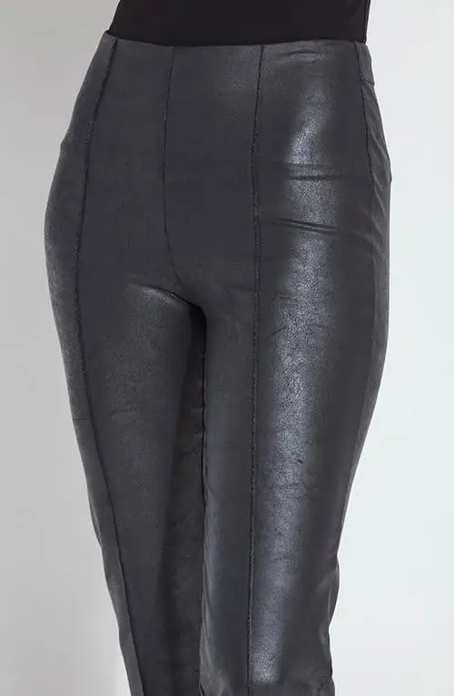 Lyssé High Waist Faux Leather Flare Pants - Black