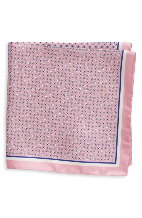 Eton Geometric Print Silk Pocket Square - Pink/red