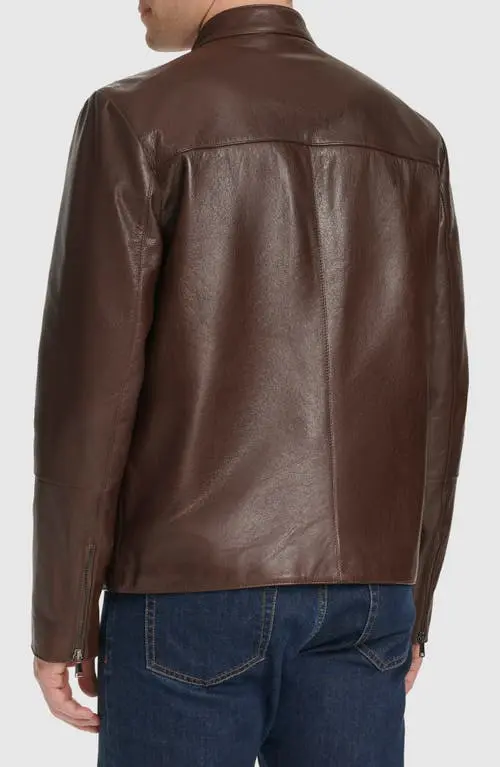 Cole Haan Leather Moto Jacket - Brown