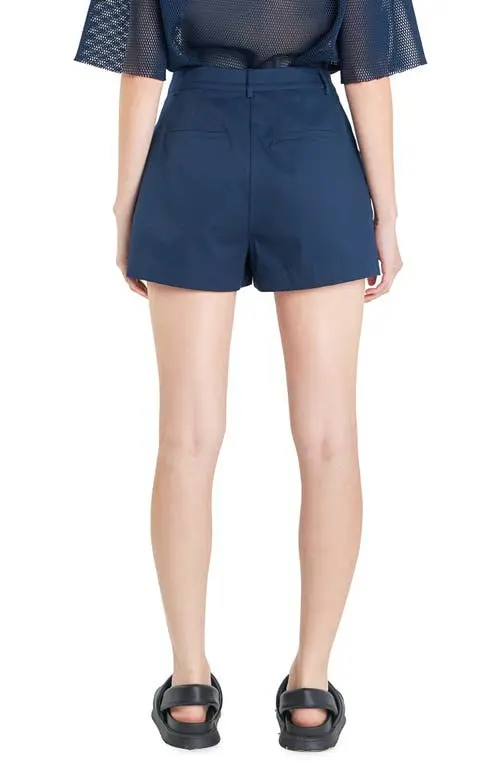 Endless Rose Flap Pocket High-waist Shorts - Navy