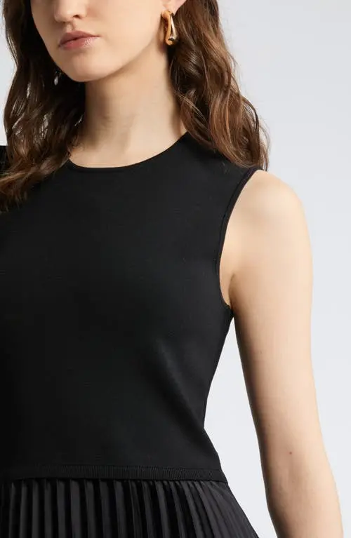 Nordstrom Pleated Mixed Media Midi Dress In Black - 60% Off | Editorialist