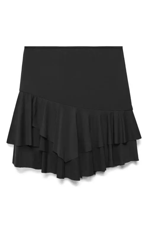 Mango Tiered Ruffle Asymmetric Miniskirt