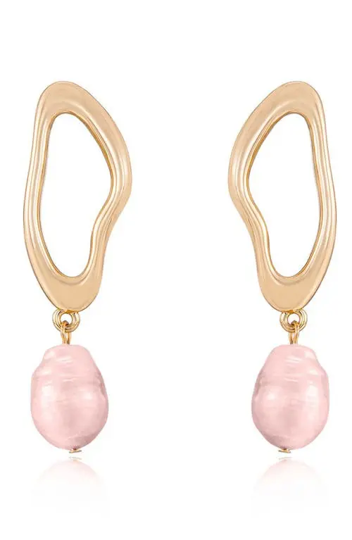 Ettika Freshwater Pearl Drop Earrings - Pink