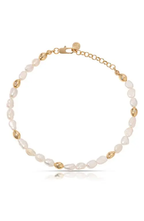 Ettika Beaded Freshwater Pearl Anklet - Gold