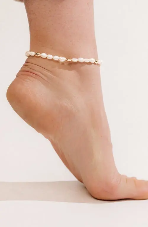 Ettika Beaded Freshwater Pearl Anklet