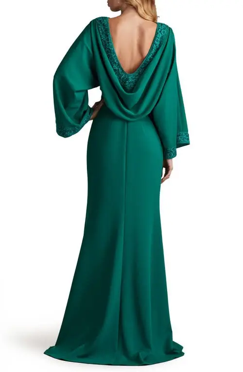 Tadashi Shoji Drape Back Crepe Gown