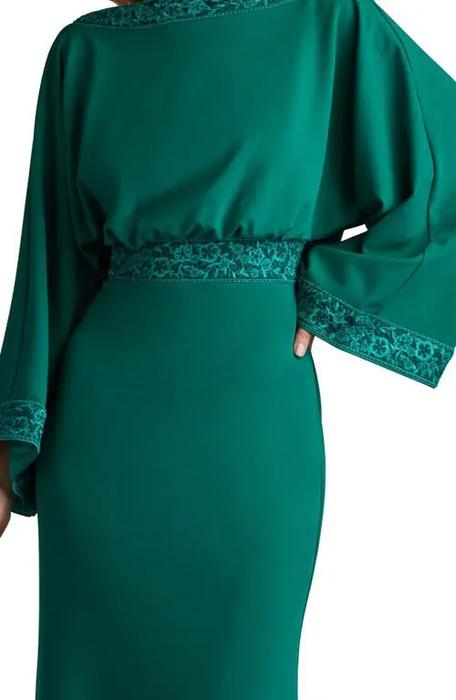 Tadashi Shoji Drape Back Crepe Gown