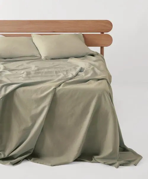 PACT Organic Room Service Sateen Sheet Set - Spray Green