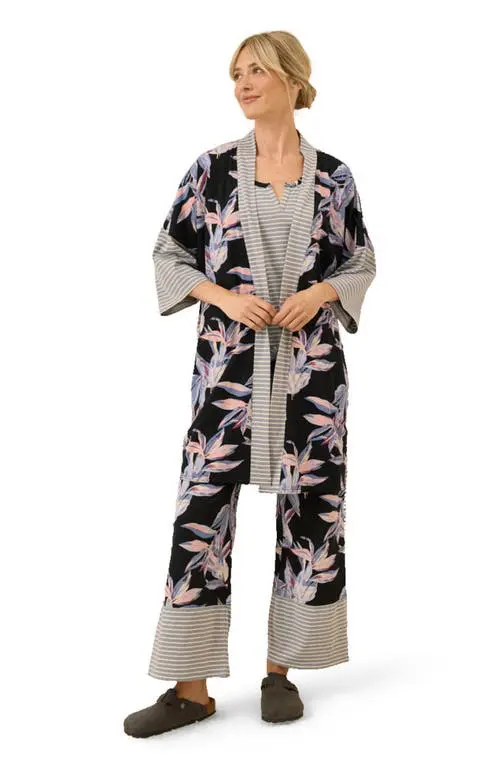 PACT Organic Staycation Short Robe - Dark Leaves