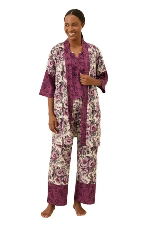 PACT Organic Staycation Short Robe - Gathered Garden