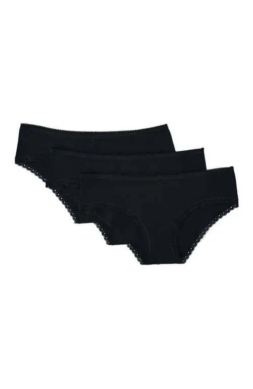 PACT Organic Cotton Lace Cheeky Hipster 3-pack - Black