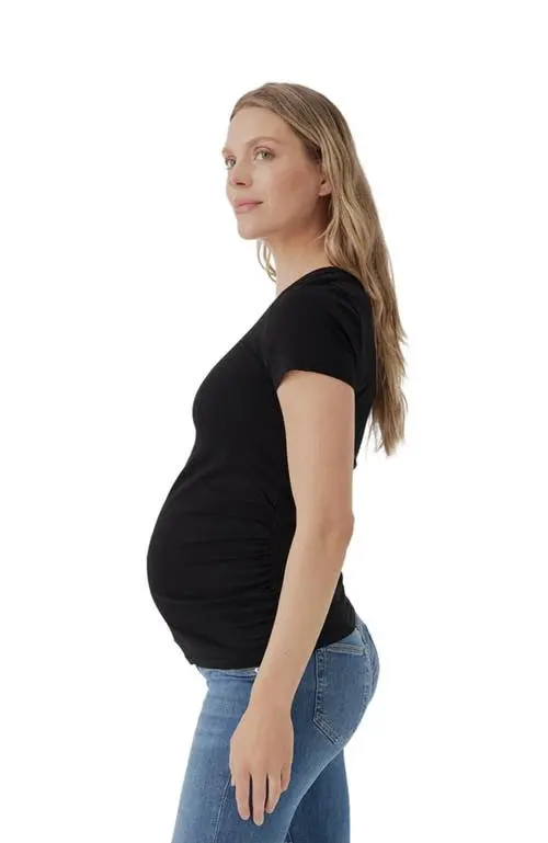 PACT Organic Maternity Ruched V-neck Tee