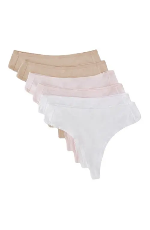 PACT Organic Cotton Everyday High Rise Thong 6-pack - Neutrals