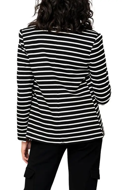 GIBSONLOOK Stripe Knit Blazer - Black/ Ivory Stripe