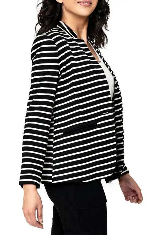 GIBSONLOOK Stripe Knit Blazer - Black/ Ivory Stripe