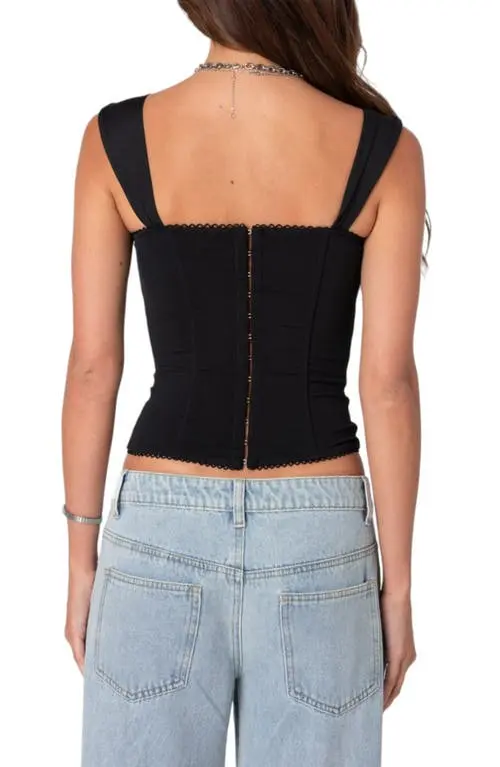 EDIKTED Marcella Mesh Corset Tank - Black