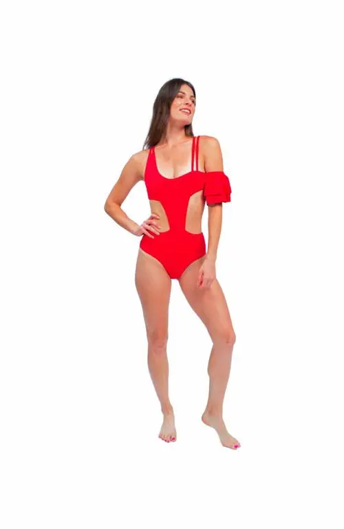 MARY MERCEDES Rafa One-piece Swimsuit With Ruffle Sleeve