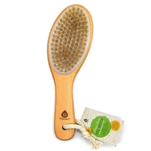 PURSONIC Bath Body Brush With Lotus Wooden Handle - Ivory