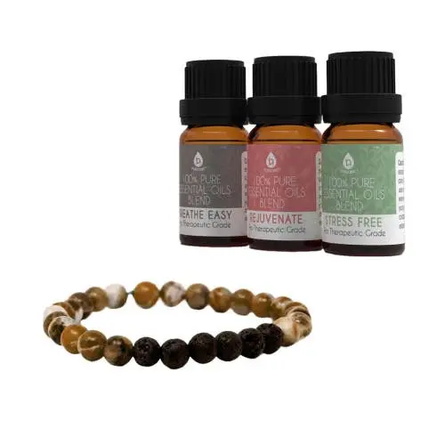 PURSONIC Aromatherapy Lava Stone Bracelet Bundle - Multicolor
