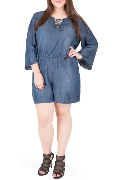 STANDARDS & PRACTICES Bell Sleeve Romper - Navy