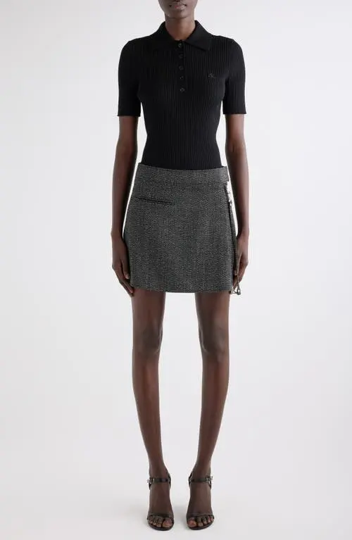 COURREGES Signature Rib Polo Sweater - Black