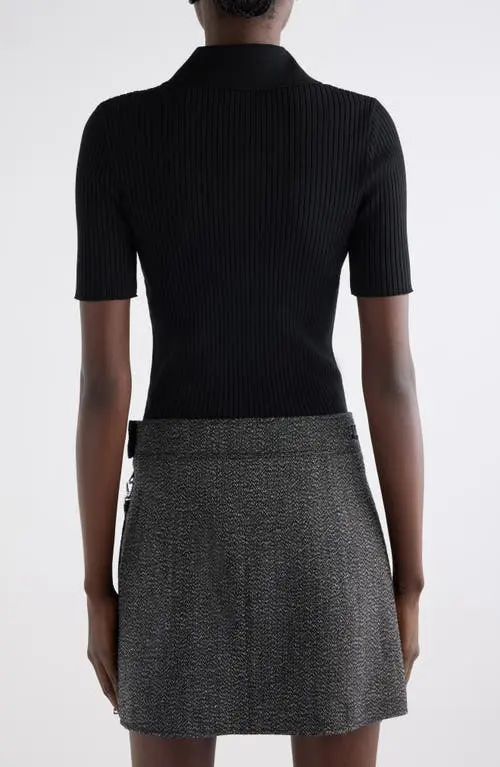 COURREGES Signature Rib Polo Sweater - Black