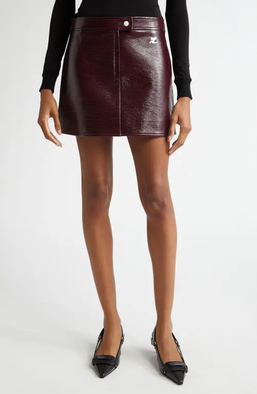COURREGES Reedition Faux Leather Miniskirt - Burgundy