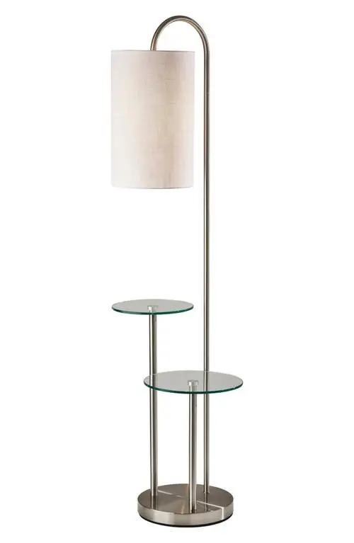 ADESSO Leonard Shelf Floor Lamp - Brushed Steel